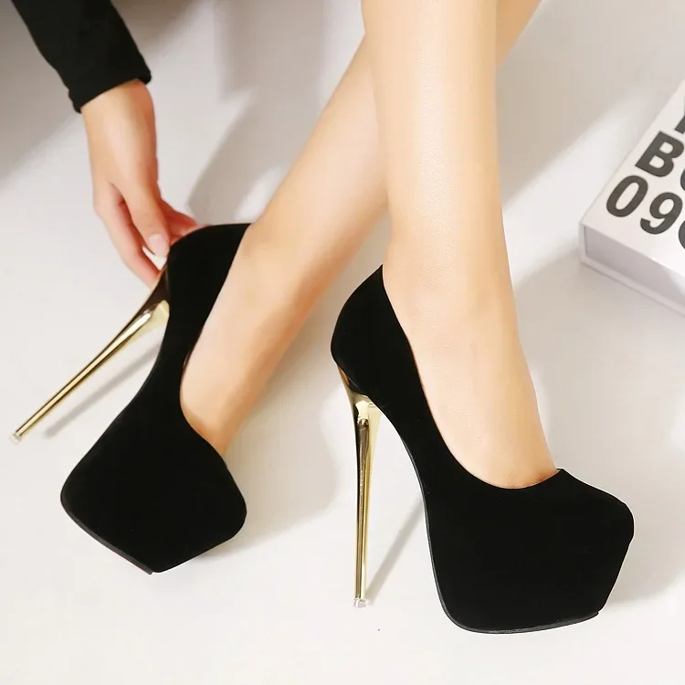 Women High Heels Pumps Fashion Flock Womens Sandals Platform Wedding ...
