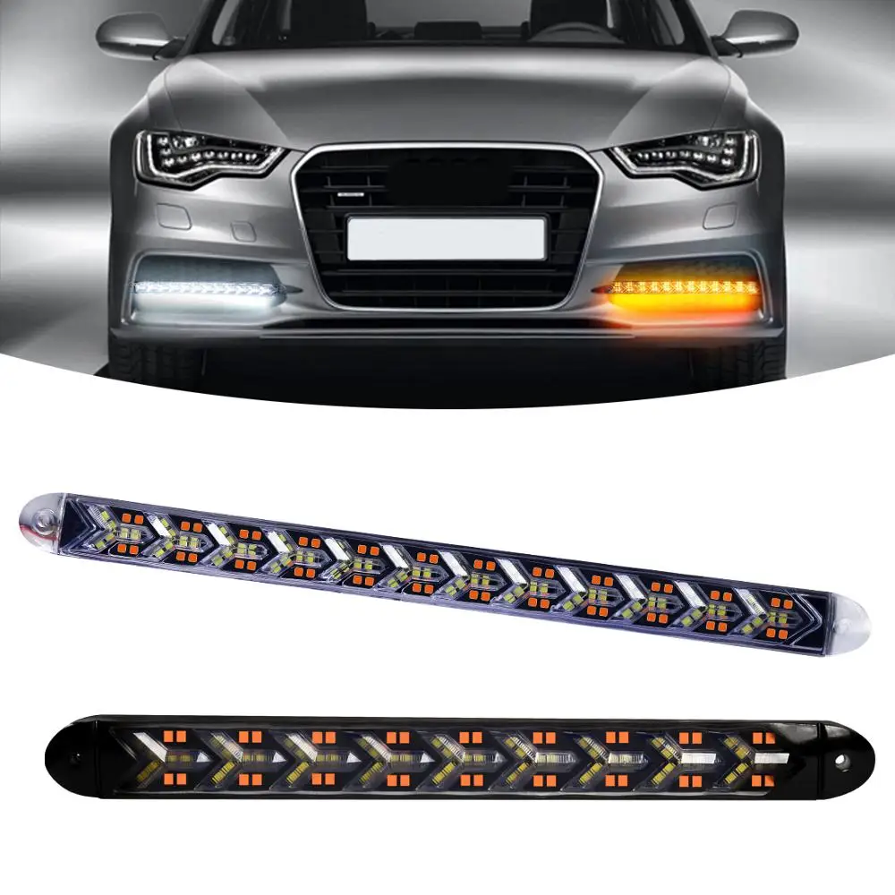 Led Daytime Running Light Drl Turn Signal Yellow White Bumper Driving ...