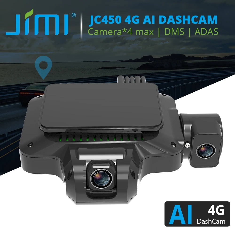 Jimi JC450 4G AI DashCam ADAS 3/4 Channes Live Video GPS Tracking Remote Monitoring Cloud ...