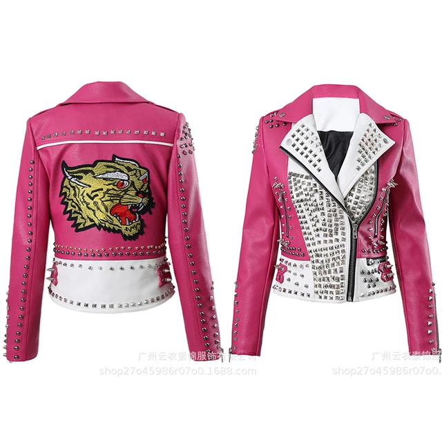 Pink Spiked Shoulder Jacket
