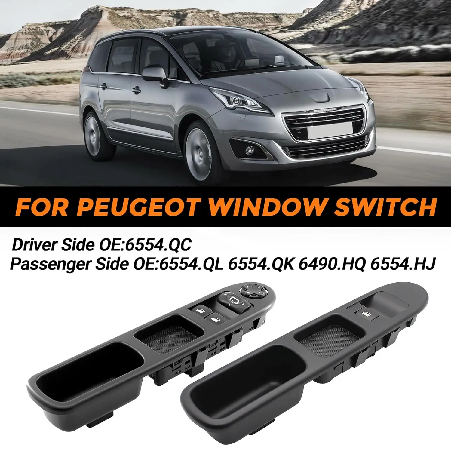 2 Piece Electric Window Regulator Passenger + Driver Side Window Switch ...