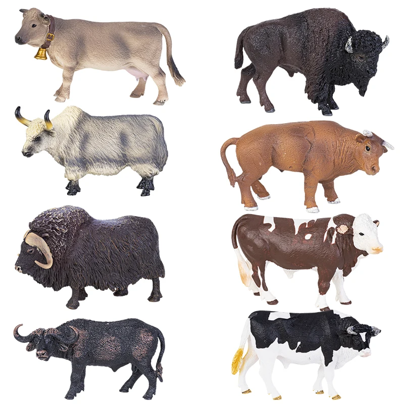 Farm-Animals-Milk-Cow-Poultry-Cattle-Calf-Bull-Bison-OX-Action-Figures ...