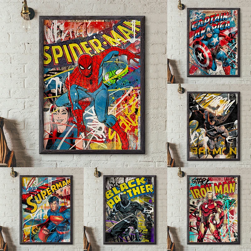 Marvel-Avengers-Poster-Graffiti-Spiderman-Iron-Man-Captain-America ...