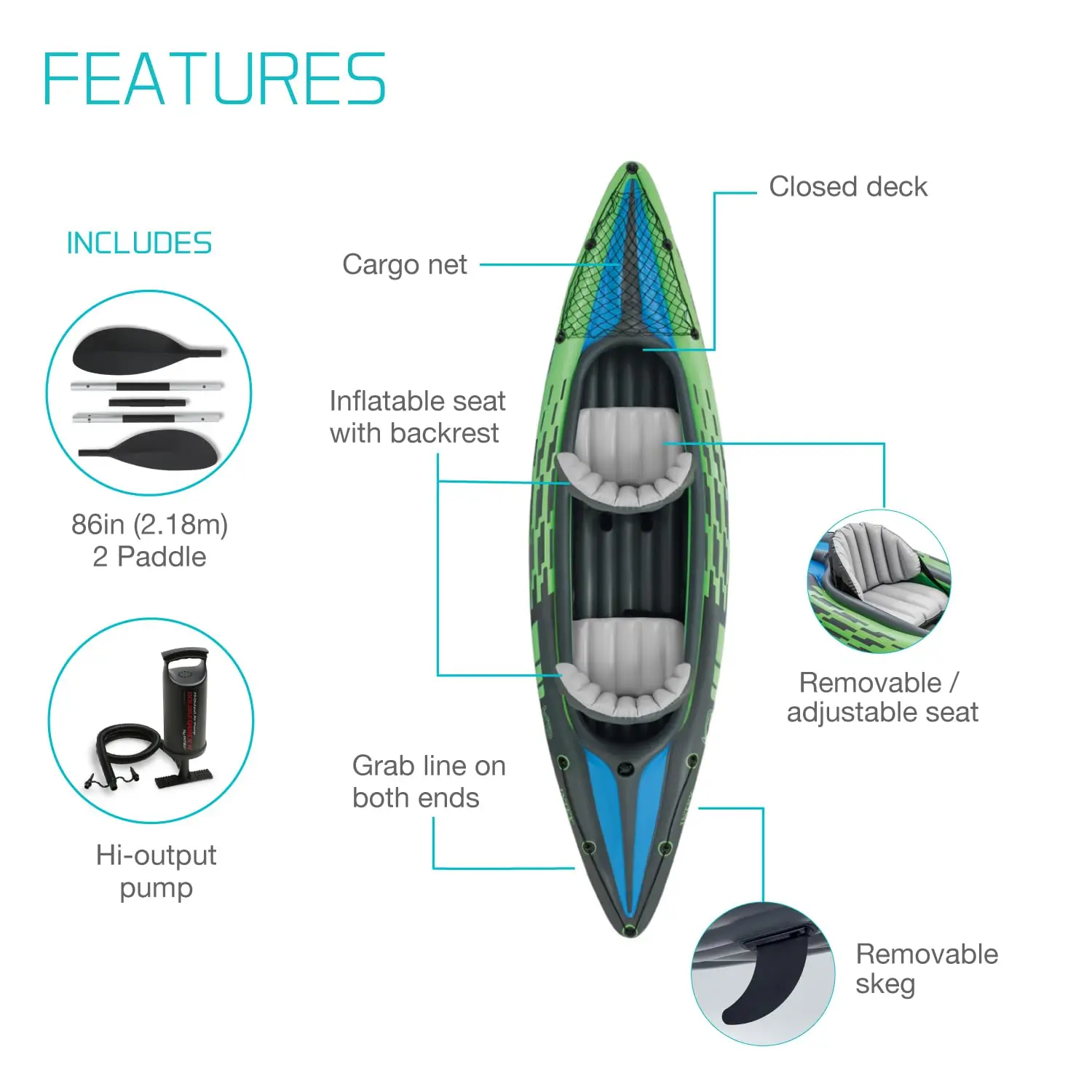 2 Person Inflatable Vinyl Kayak Set – Outdoor Gear & Equipment | The ...