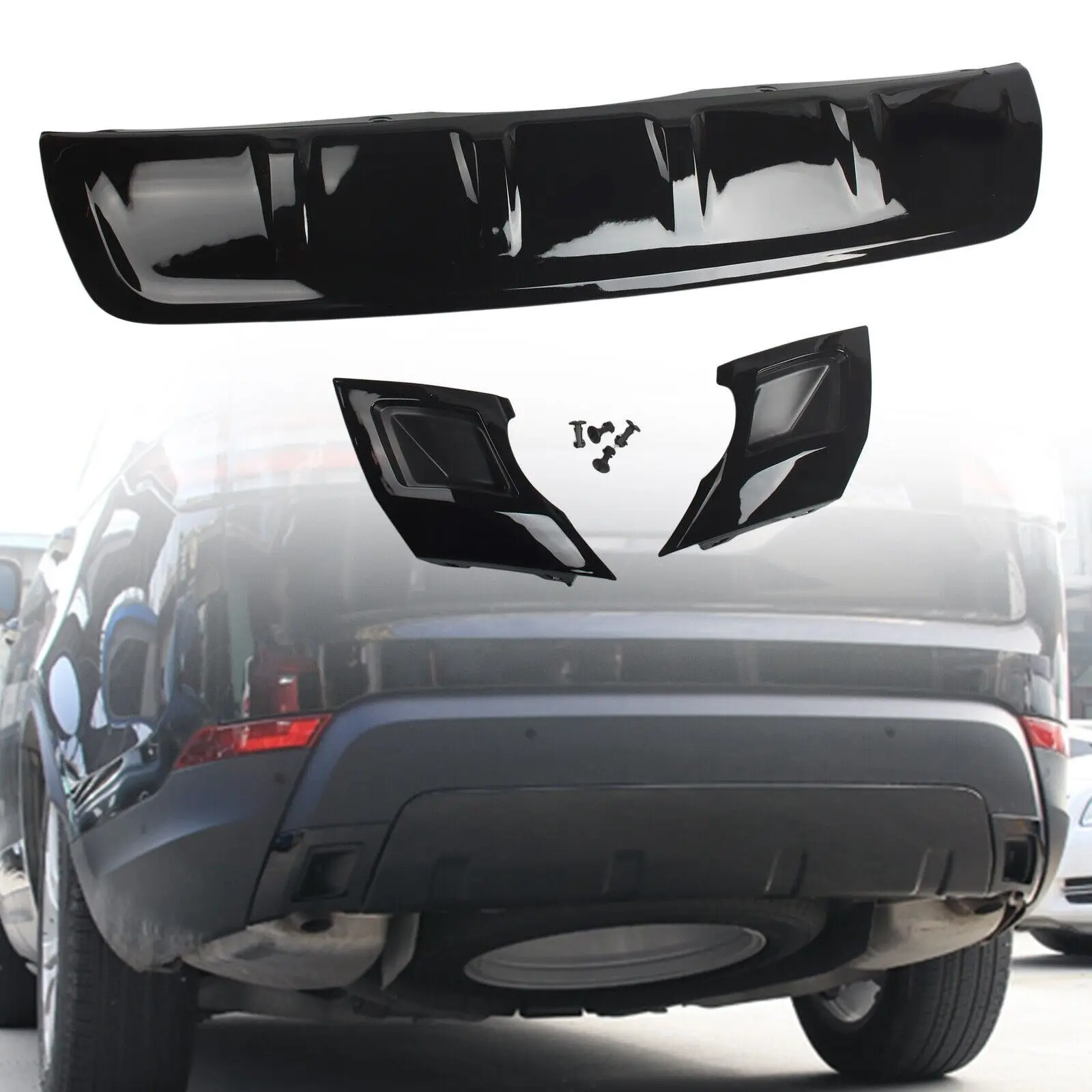 Black-Rear-Bumper-Cover-Lip-Diffuser-Spoiler-Wing-Fit-For-Land-Rover ...