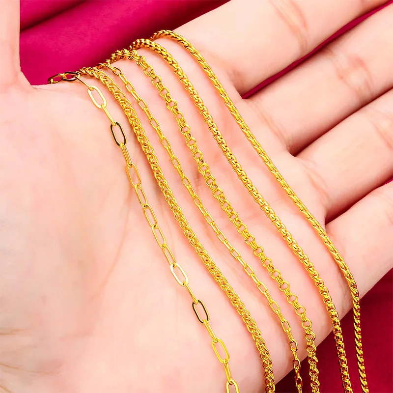 2023 New Long Lasting Color Thick Gold Plated Necklace Only For Women s Men s Chain Link Original Fashion Jewelry AliExpress