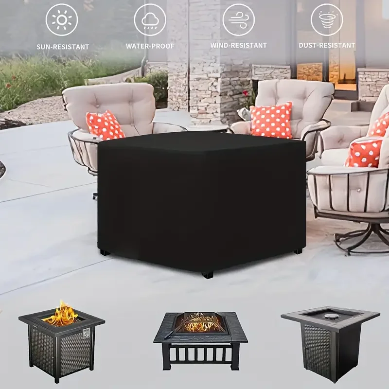 Waterproof Square Fire Pit Cover with Drawstring Closure - Durable 210T ...