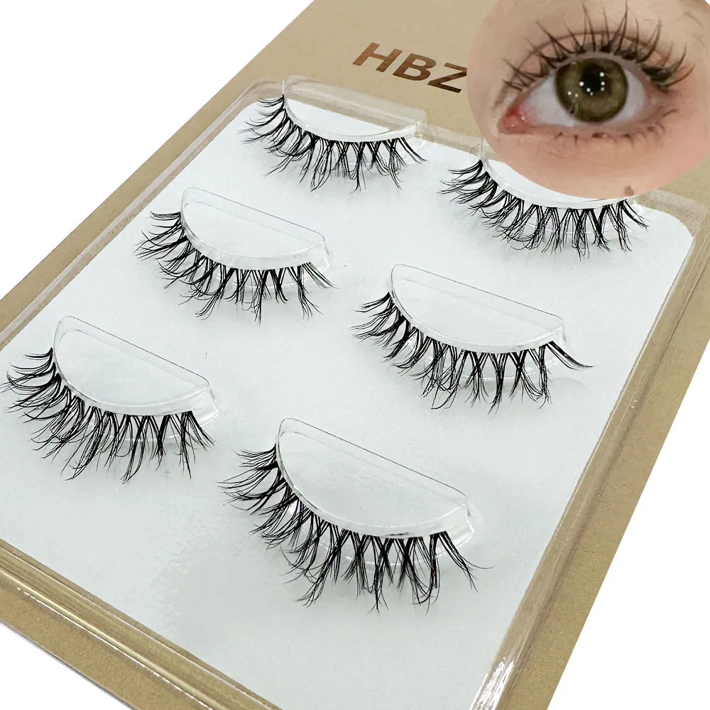 NEW-3Pairs-Mink-Eyelashes-Clear-Band-EyeLashes-Crisscross-Transparent ...