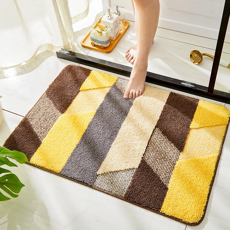 Super Thick Fluff Fiber Bath Mat Super Absorbent Super Non Slip Stripe ...