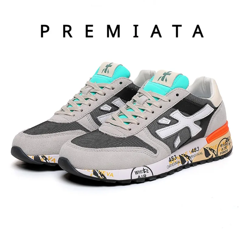 PREMIATA-Men-s-Casual-Sneakers-Shoes-Gray-Orange-Blue-Fashion ...