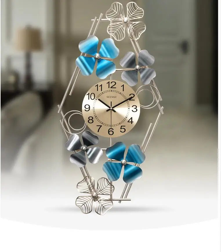 Modern Wrought Iron Four-leaf Clover Wall Clock Wall Hangings Home ...