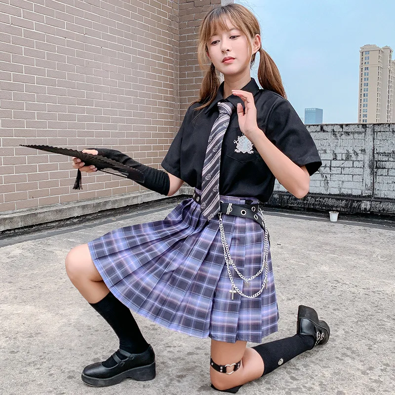 JK-Plaid-A-Line-Mini-Skirt-Japanese-High-Waist-Preppy-Style-Pleated ...