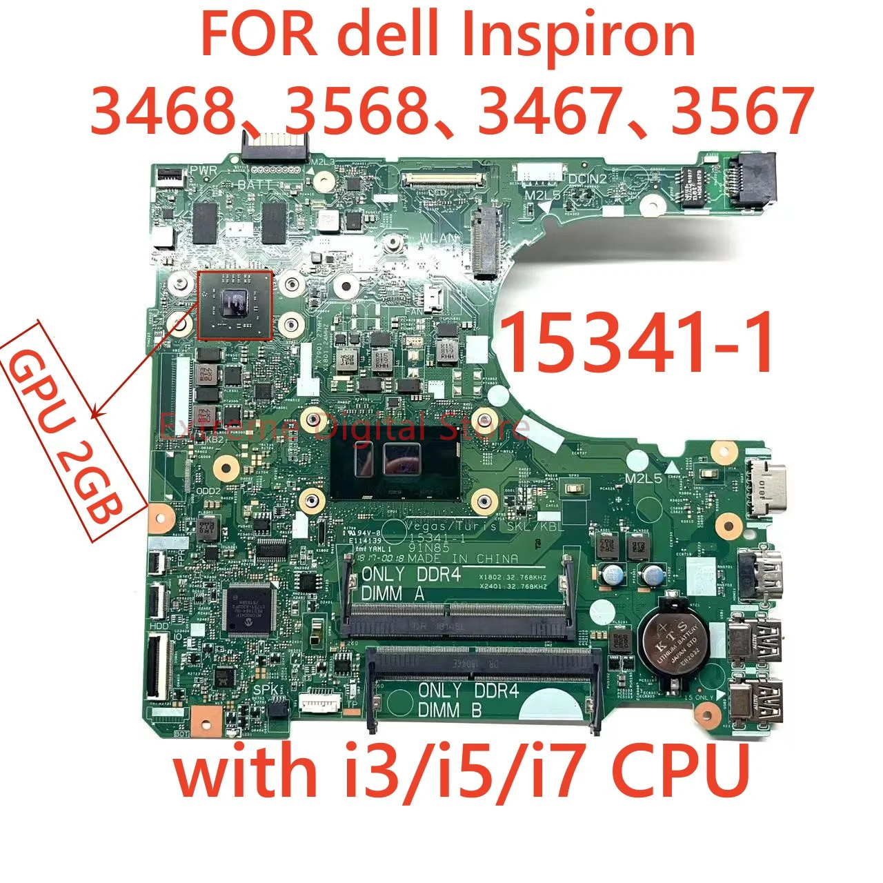 The new 15341-1 motherboard is suitable for DELL notebook computer 3568 ...
