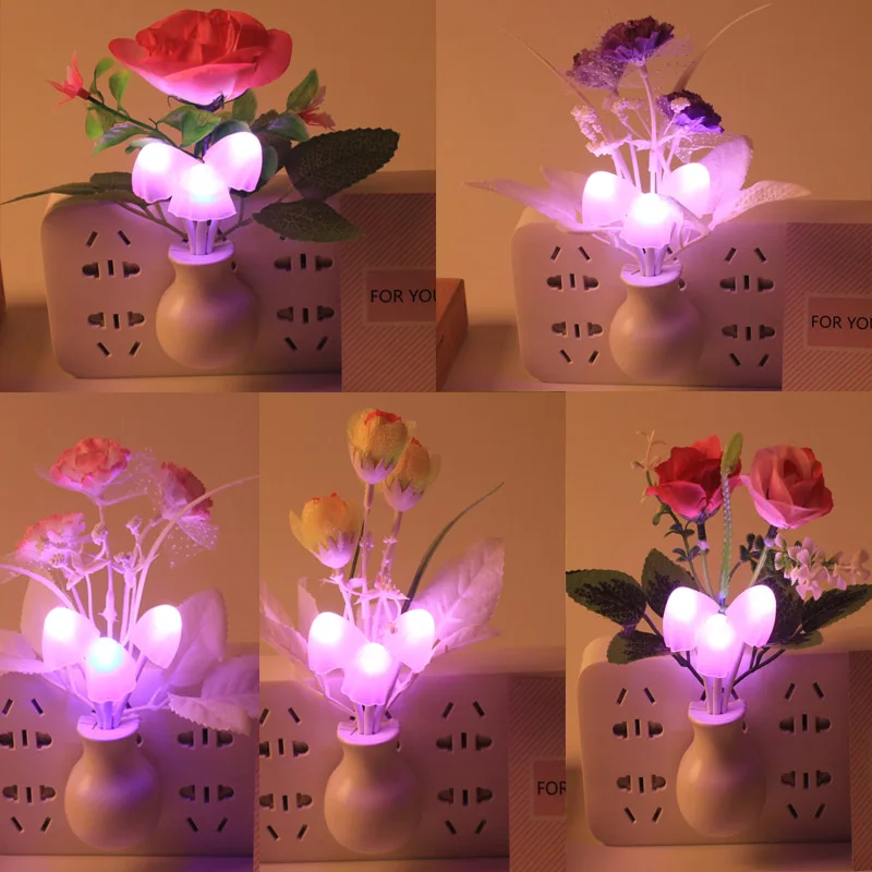 Mushroom-Lam-Romantic-Roses-Wall-Light-EU-US-Plug-Cute-Night-Light ...