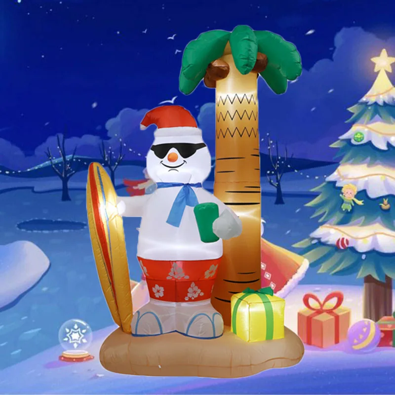 2.4M Christmas Decoration Inflatable Beach Snowman Outdoor Built-in LED ...