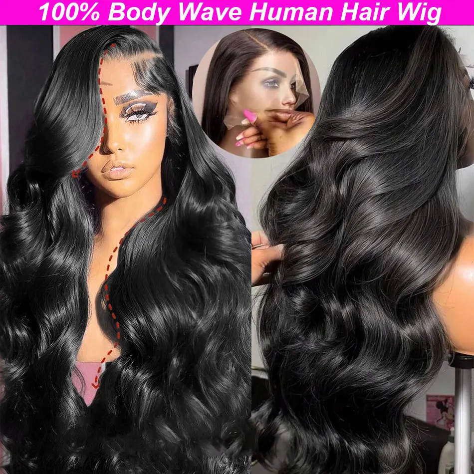 250% 30 36 40 Inch Body Wave 13x6 Hd Lace Frontal Wig Human Hair ...