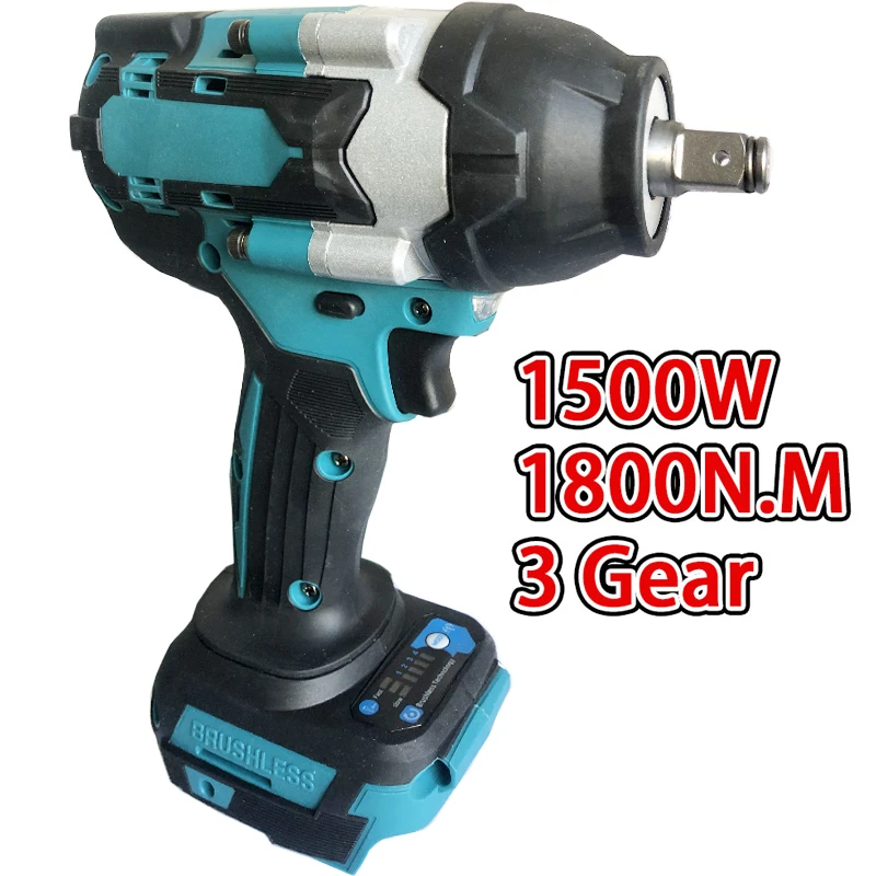 1800n.m Torque Brushless Electric Impact Wrench For Trucks 1/2 Inch ...