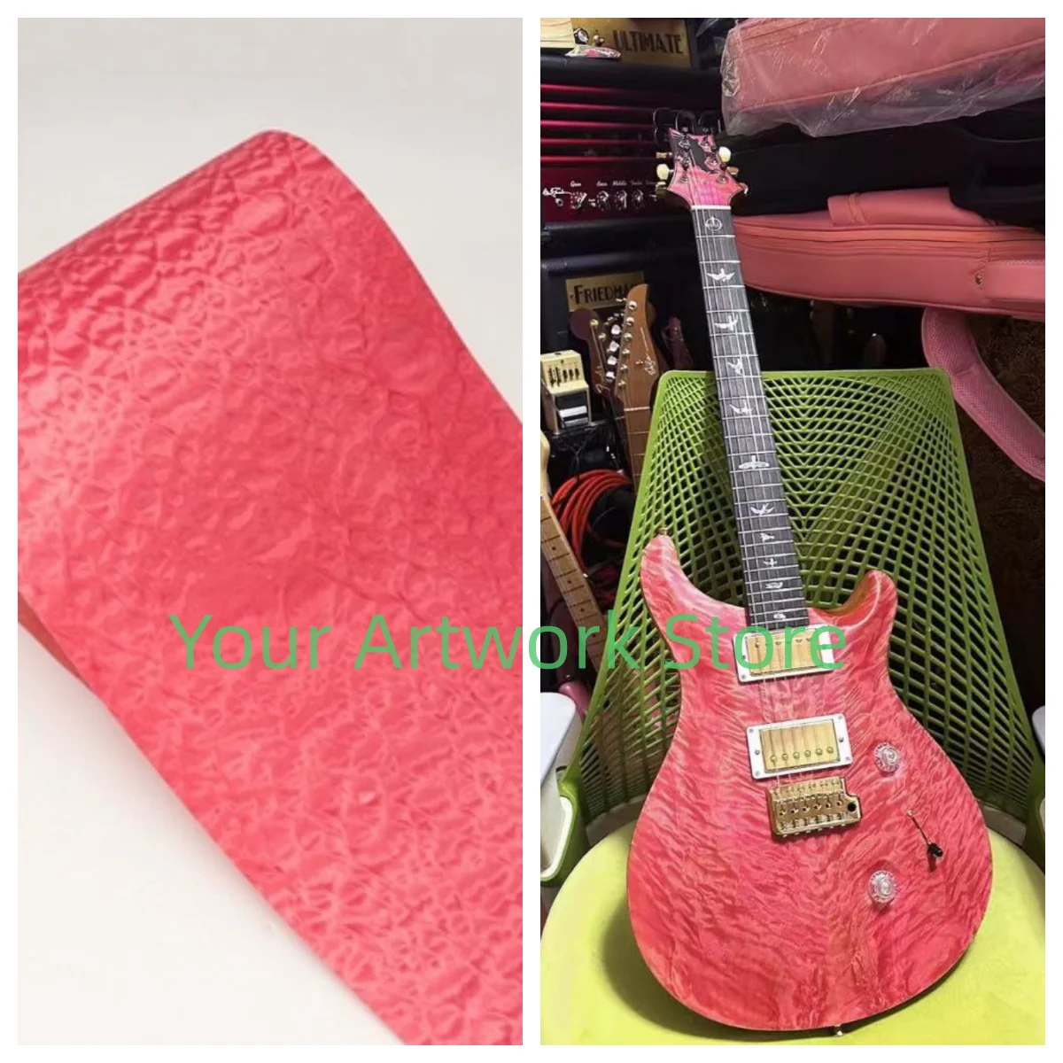 Size:250*25cm T:0.25mm Dyed Red Ball Sand Wood Veneer Guitar Veneer ...