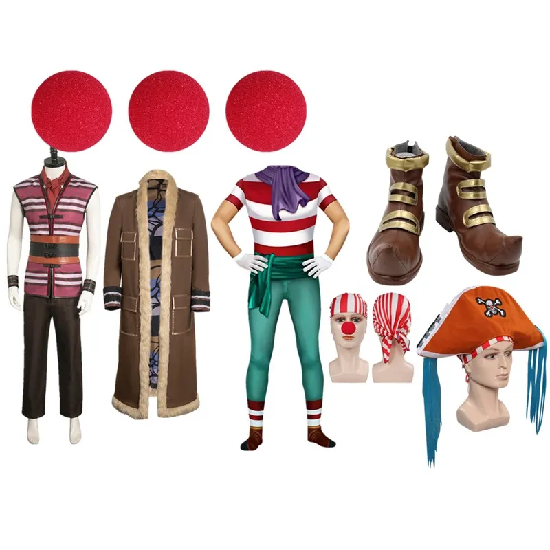Anime Buggy Cosplay Costume Adult Men Fantasy Clown Jumpsuit Cloak ...