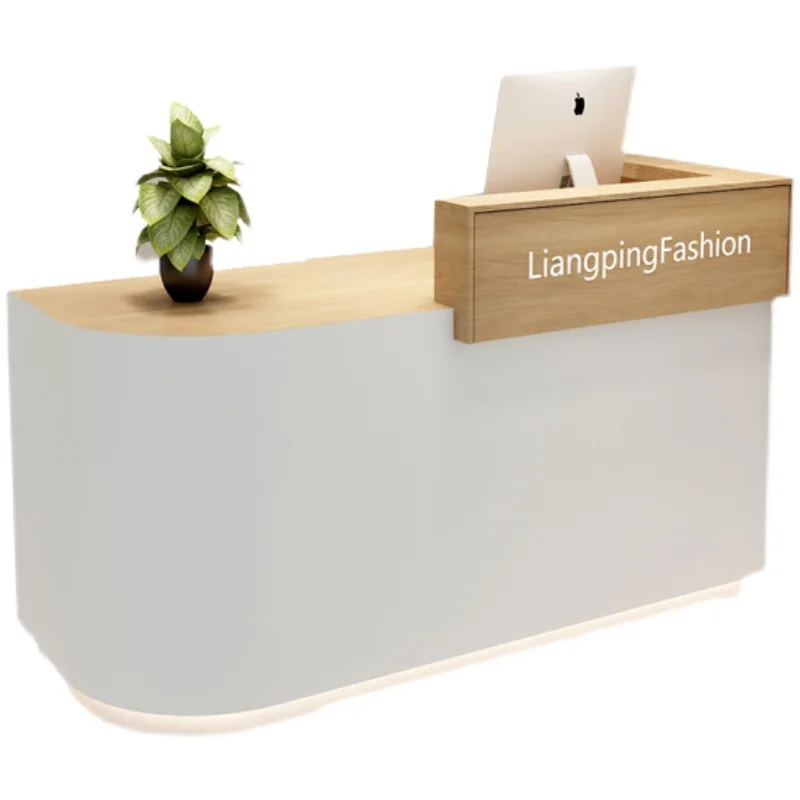 custom-White-Reception-Desk-Small-Cashier-Counter-Table-Led-Reception ...