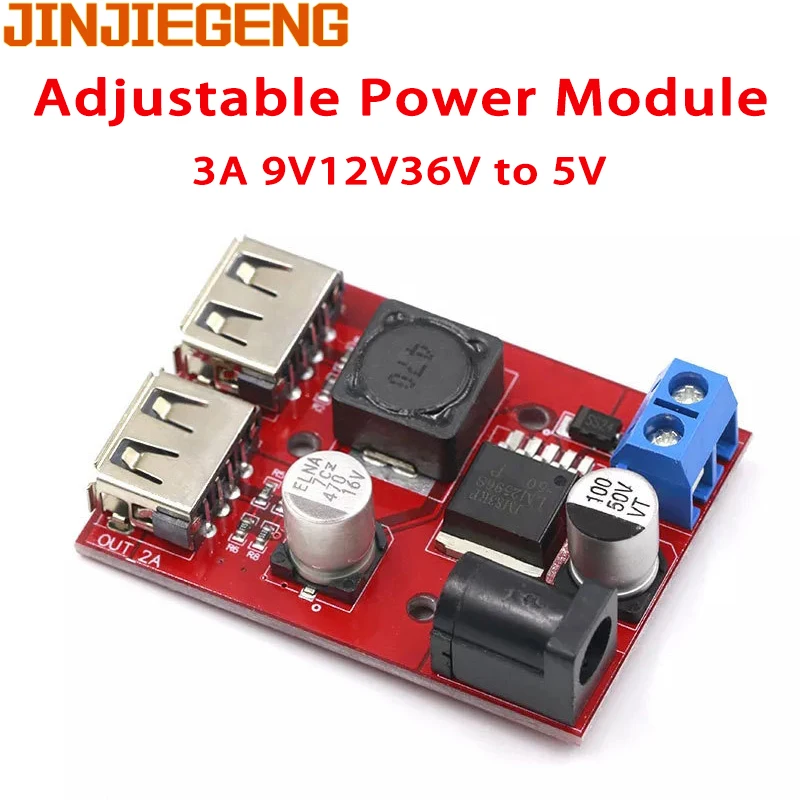 LM2596 LM2596S Dual USB DC-DC 9V 12V 24V 36V to 5V 3A Step Down Buck Converter Board Car Charger ...