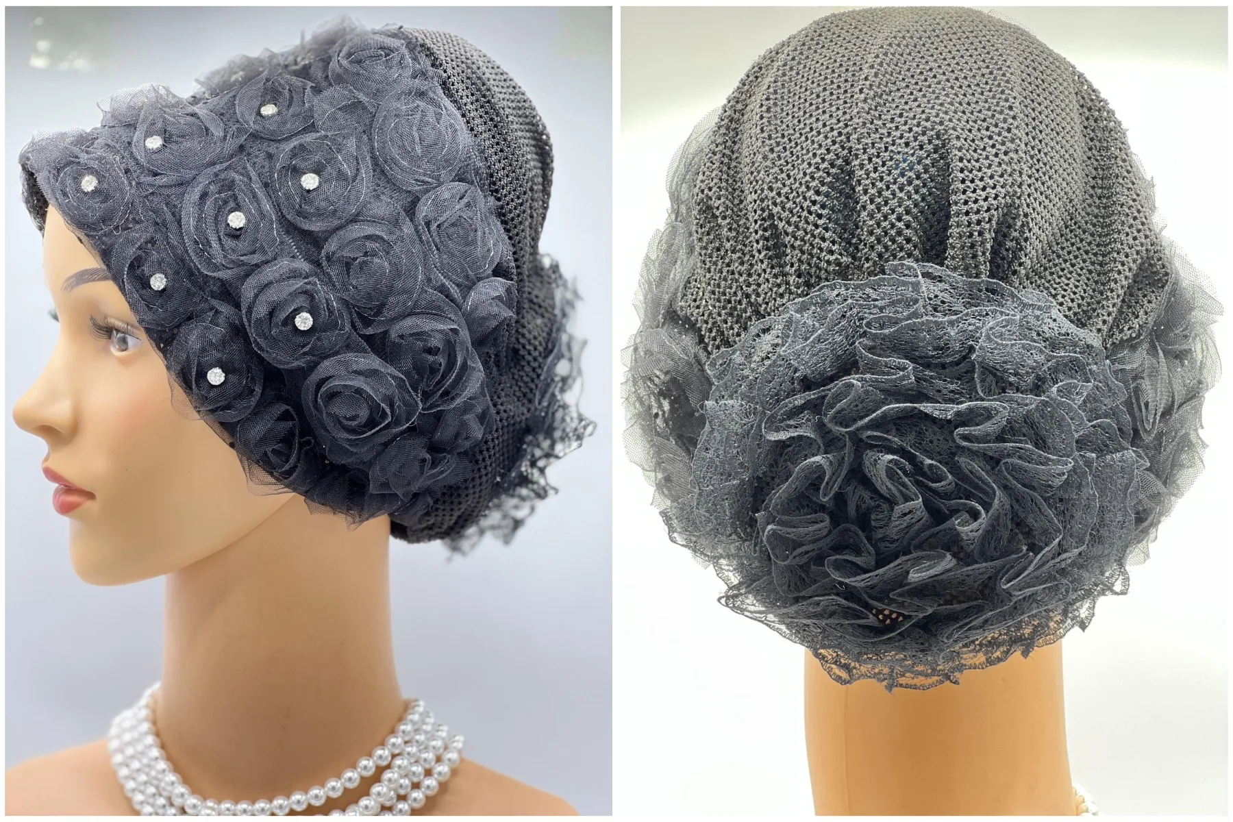 Muslim Rose Flower Plate Flower Hat Shiny Diamond Toe Cap Women ...