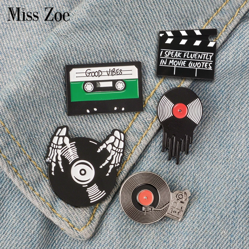 Punk Music Lovers Enamel Pin Good vibes tape DJ Vinyl Record Player ...