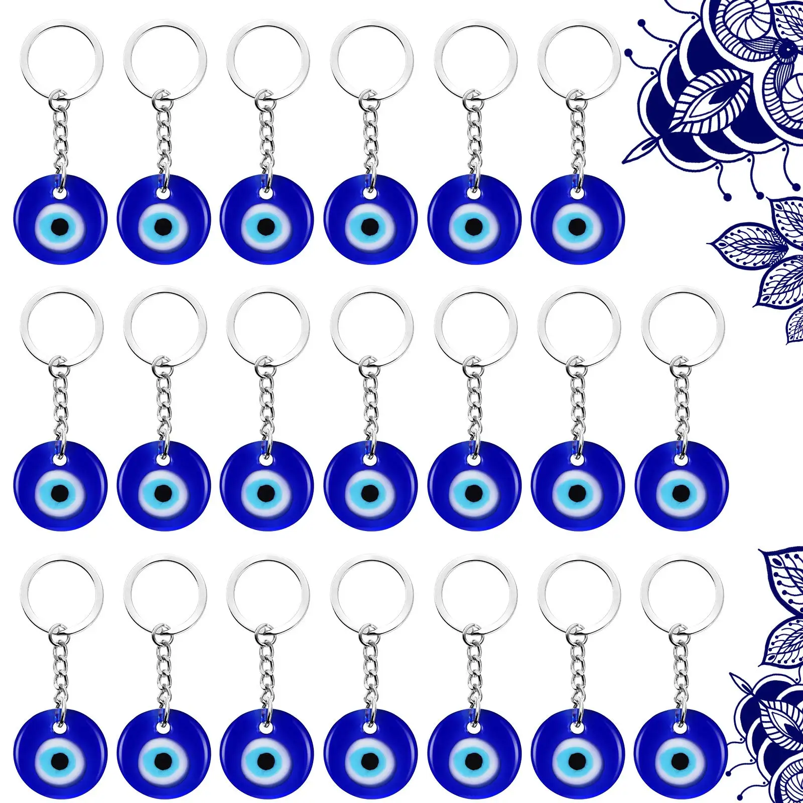Turkish Blue Evil Eye Keychain Charms Pendants Crafting Glass Keychain ...