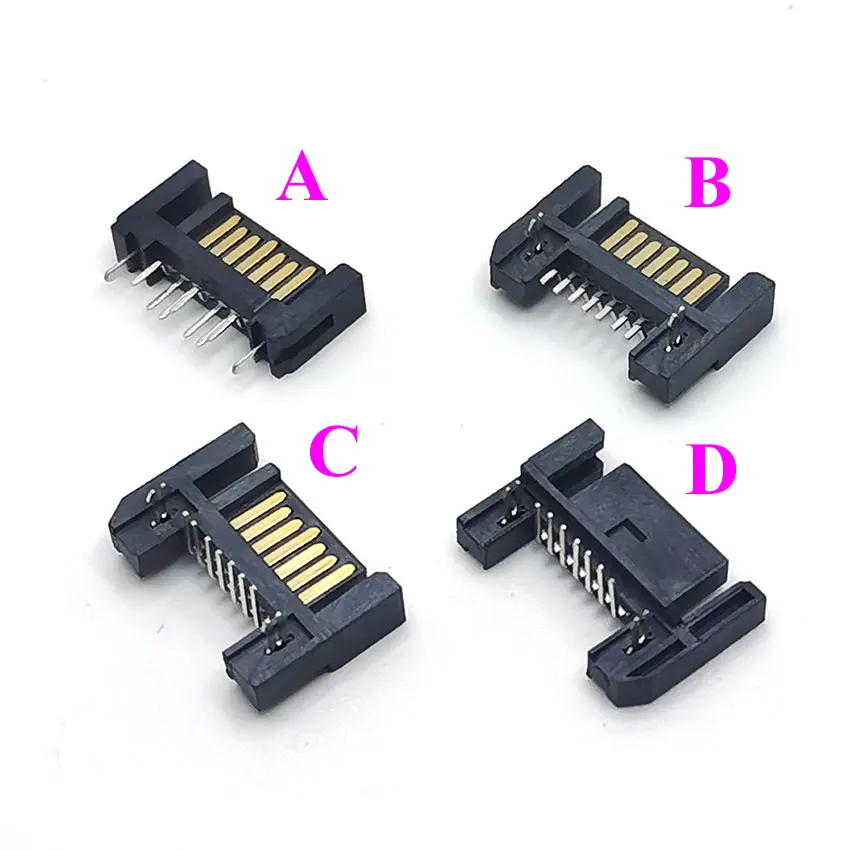 10PCS-SATA-7Pin-Male-DIP-SMD-Type-A-needle-SATA-7P-Connector-90-degrees ...