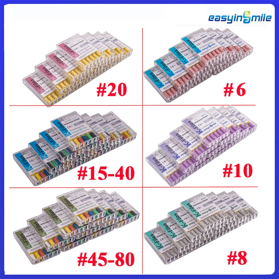 60Pcs-EASYINSMILE-Dental-Hand-Use-K-Files-25mm-Stainless-Steel ...