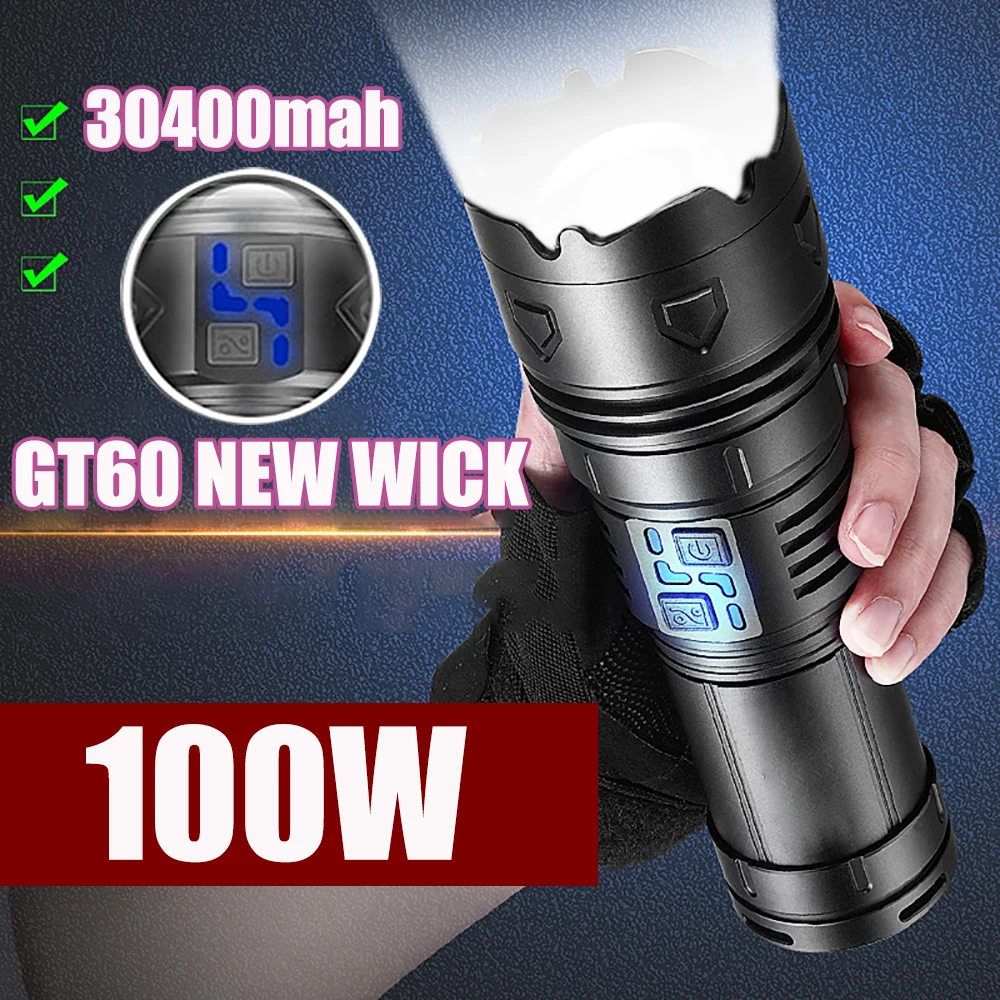 100W-GT60-Tactical-Flashlight-Powerful-LED-Torch-2000000LM-USB ...