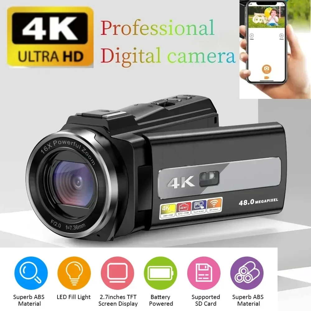 Professional-4K-HD-Camera-WIFI-Digital-Night-Vision-Camcorder-Handheld ...