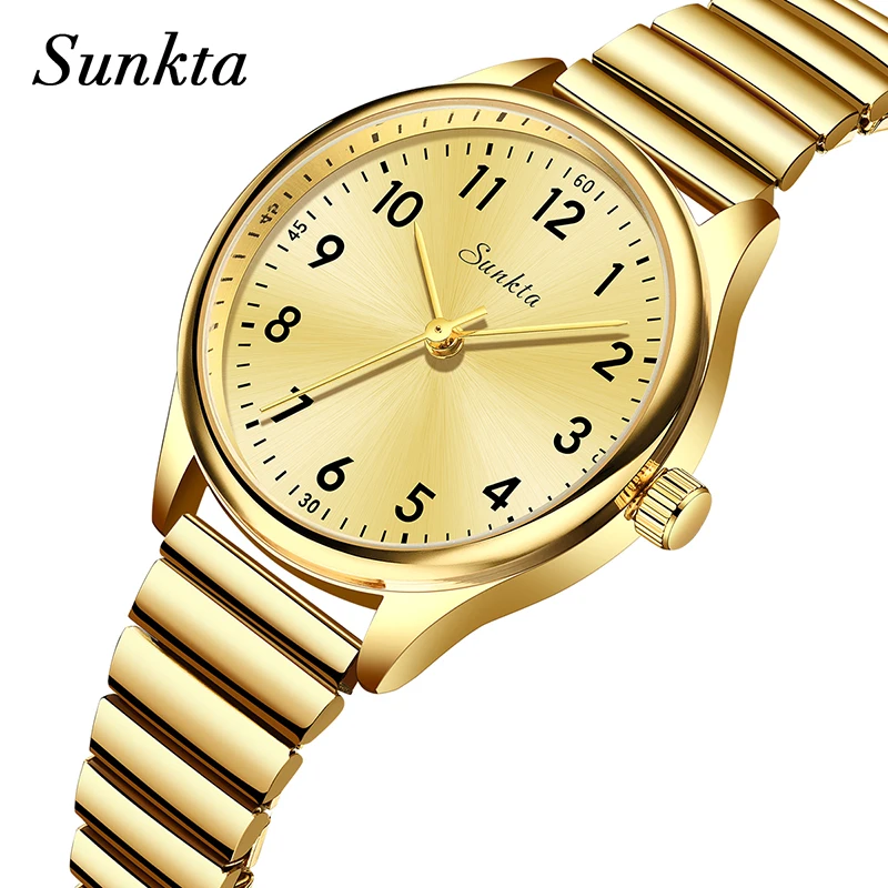 SUNKTA 2025 new fashion women's quartz watch elegant stainless steel ...