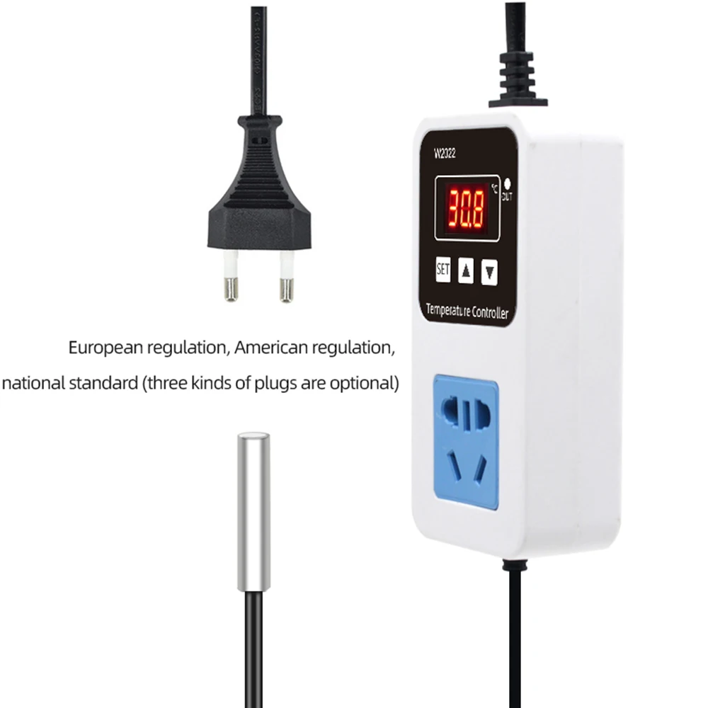 W2022 Digital Temperature Control AC110-220V Probe Line 10A LED Display Thermostat With NTC ...