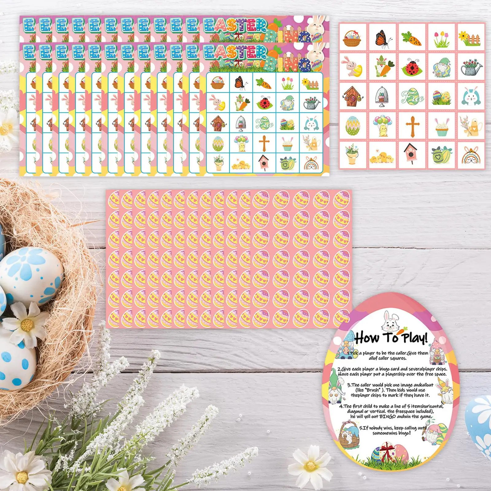 24-Players-Easter-Bingo-Games-and-Stickers-for-Adults-Children-Kids ...