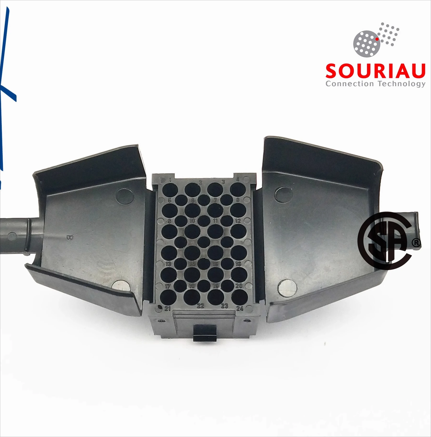 SOURIAU BURNDY 24 core black rectangular connector with tail clip ...
