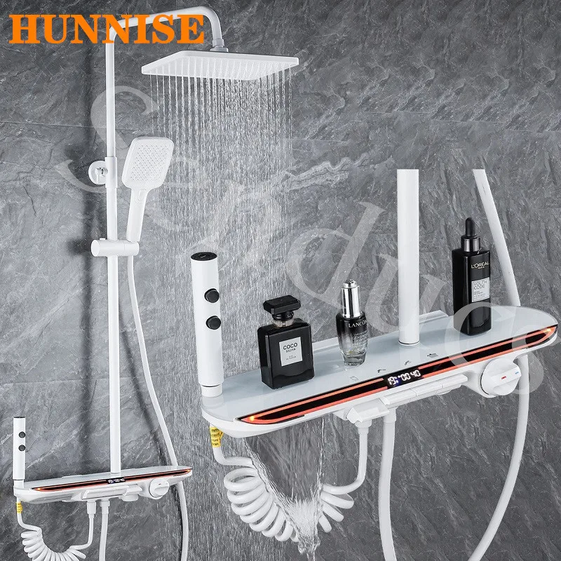 White-Piano-Thermostatic-Shower-System-for-Ambient-Lighting-Led ...