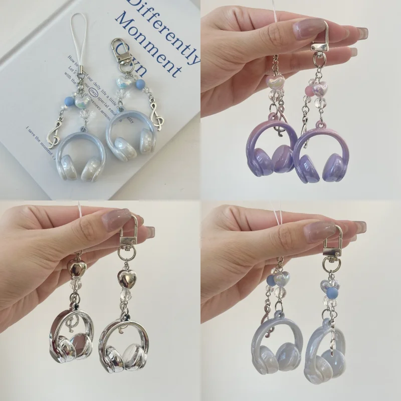 Y2K Cute Music Earphone Keychain Earphone Keyring Phone Strap Charm ...