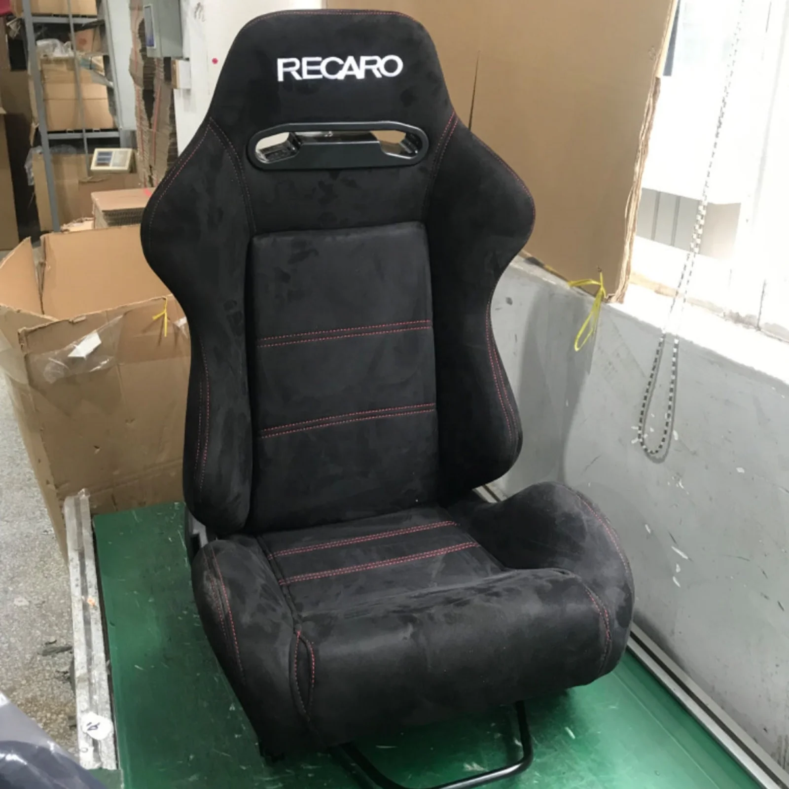Recaro-Logo-Black-Suede-With-Red-Stitch-Racing-Seat-Gaming-With-Double ...
