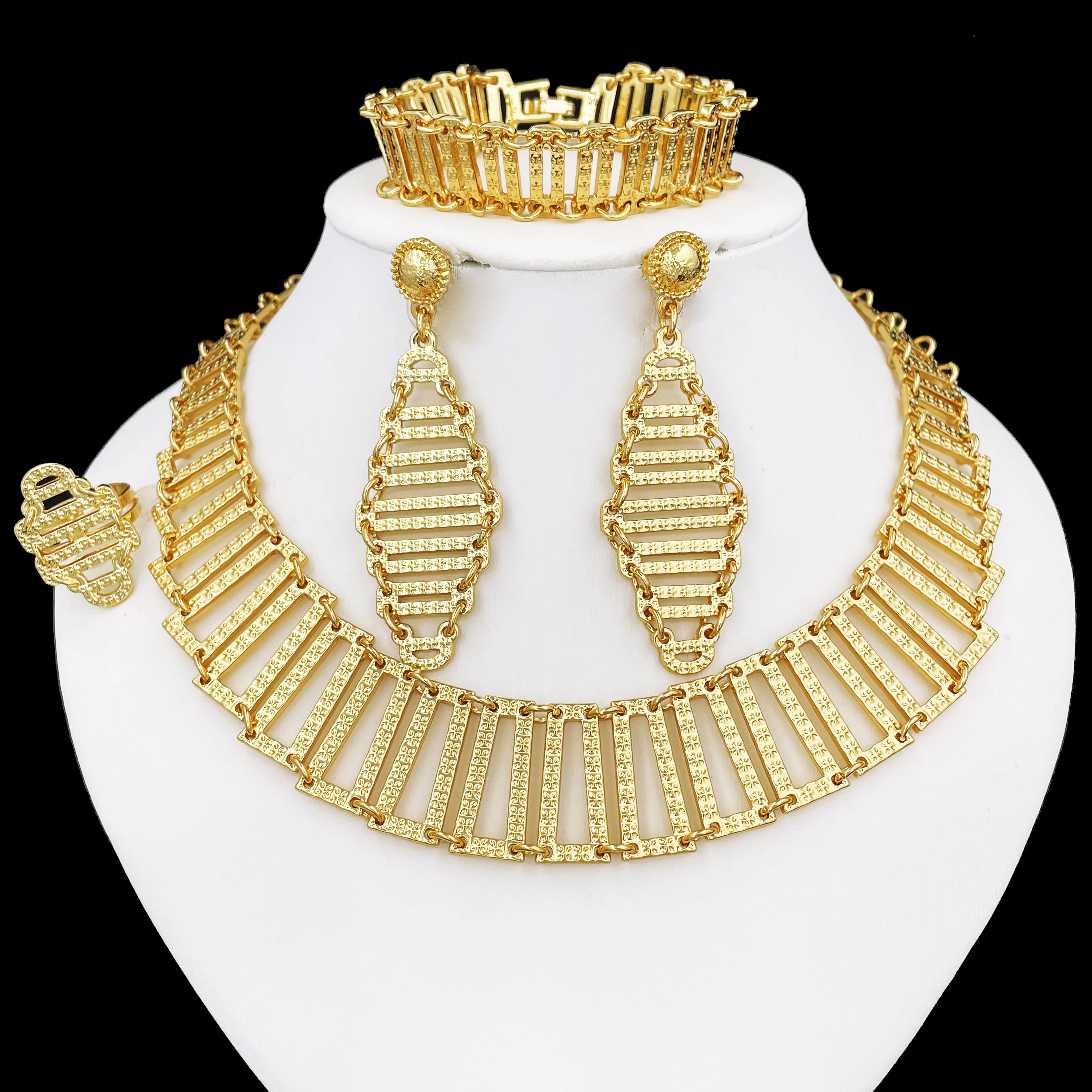 Fashion-Jewelry-Set-For-Women-18K-Gold-Plated-Classic-Design-Necklace ...