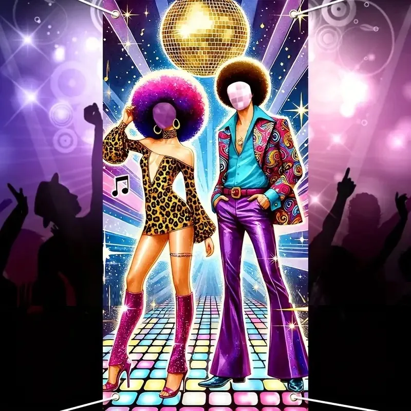 70s Disco Dance Party Photo Booth Backdrop - Retro Theme Hollow-Out ...