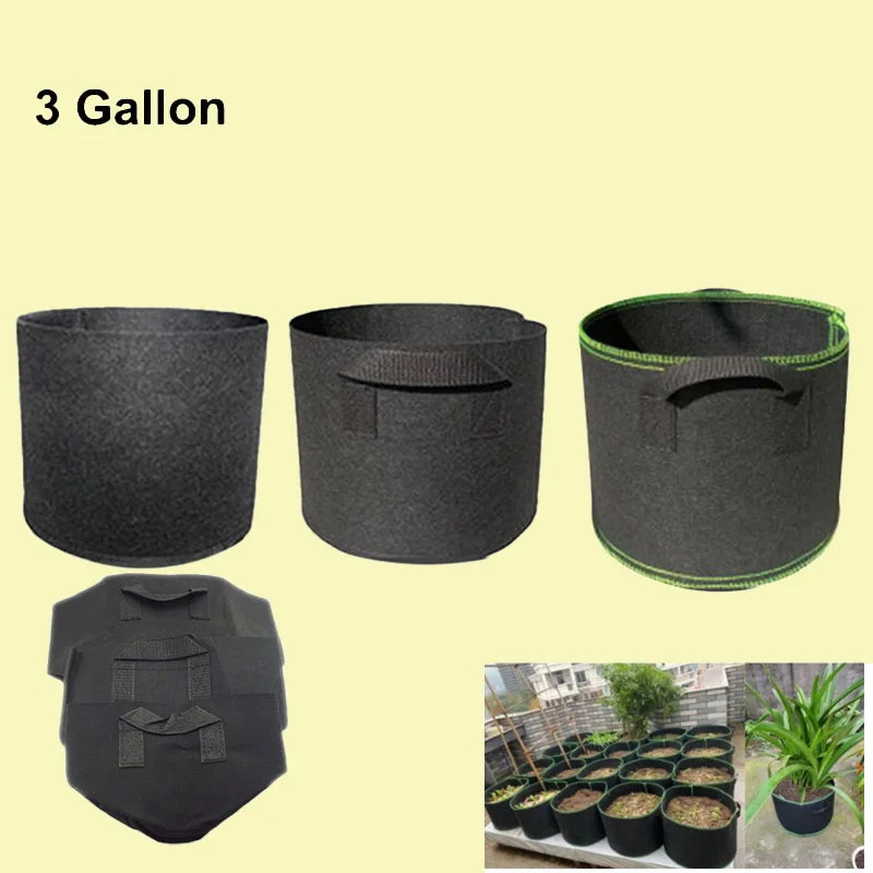 3 Gallon gardening tools flower grow pot Plant Bags nursery Planter ...