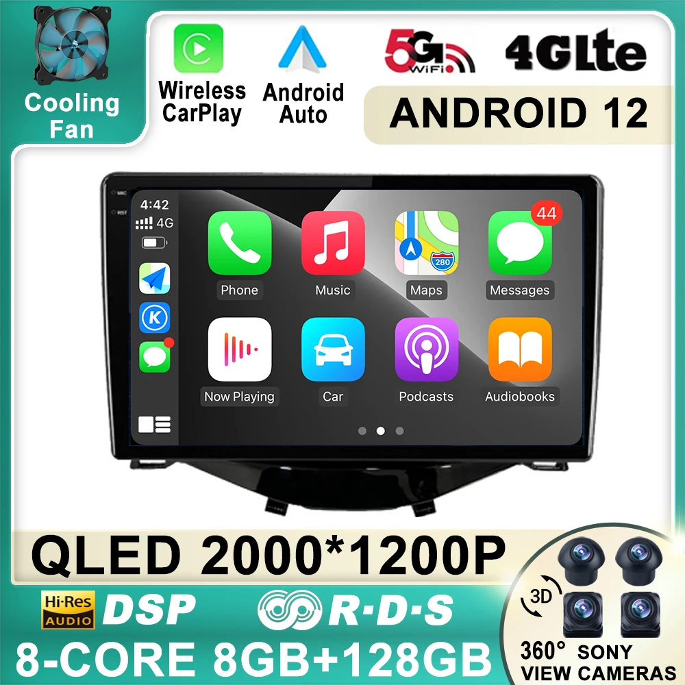 Android 12 Android Auto Radio For Toyota Aygo Peugeot 108 Citroen C1 ...