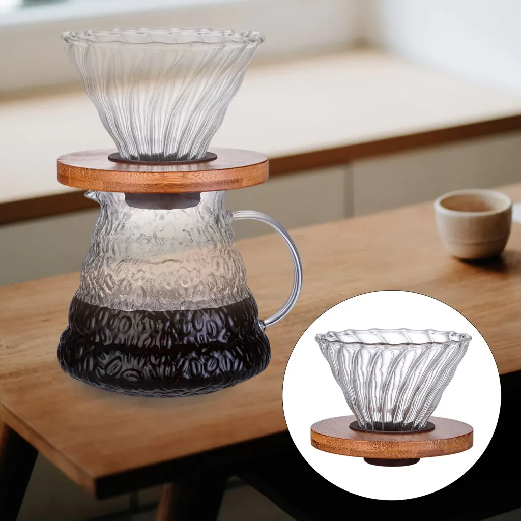 Glass-Funnel-V60-Filter-Cup-Coffee-Spiral-Pattern-Black-Walnut ...