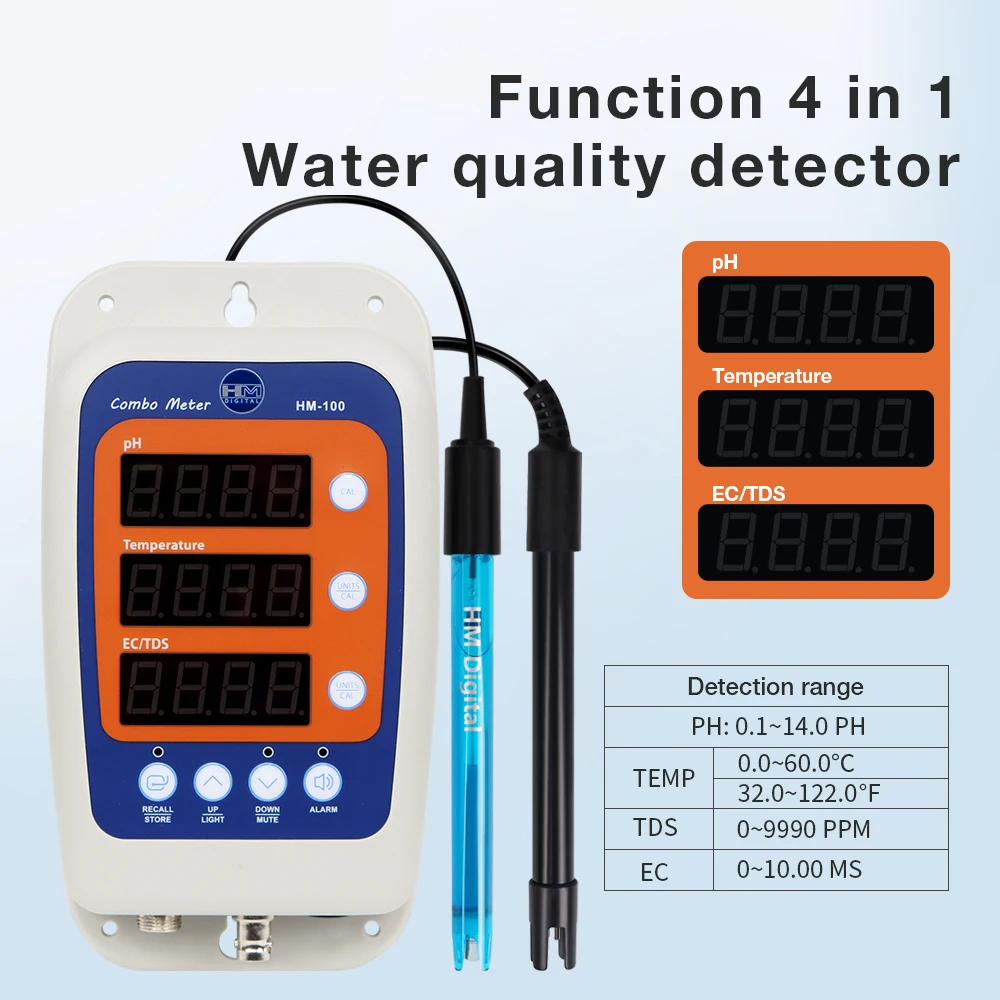 Digital Display Water Quality Tester Multifunctional 4 in 1 PH Temp TDS ...