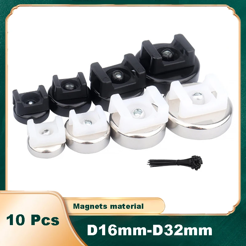 10-Pcs-Magnetic-Base-with-Strip-cable-Rubber-Coated-Neodymium-Disc ...