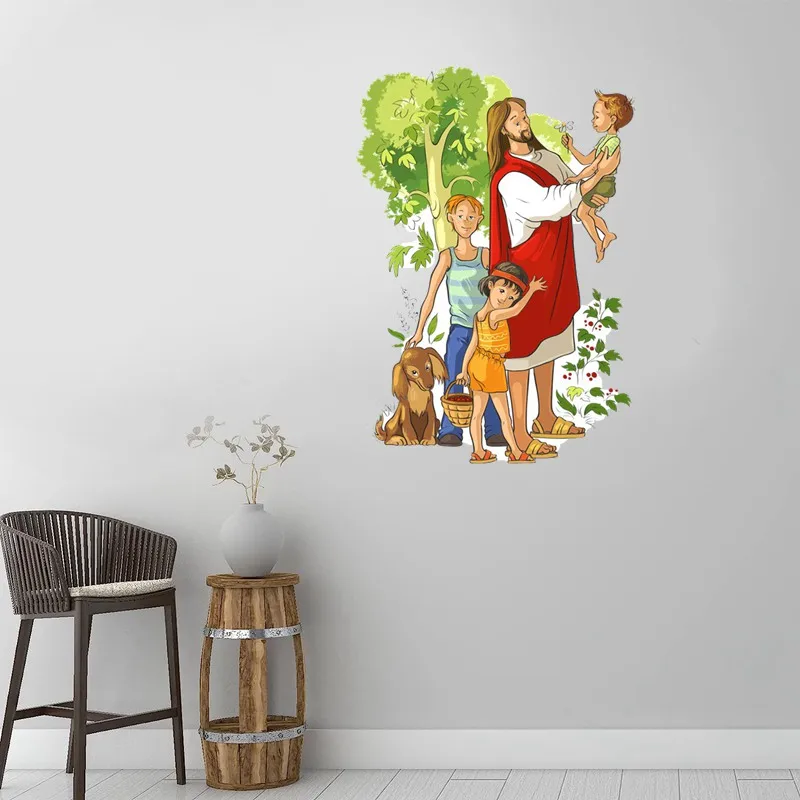 W1322-A-Family-Child-Met-Jesus-Wall-Sticker-Waterproof-Decal-PVC-Home ...