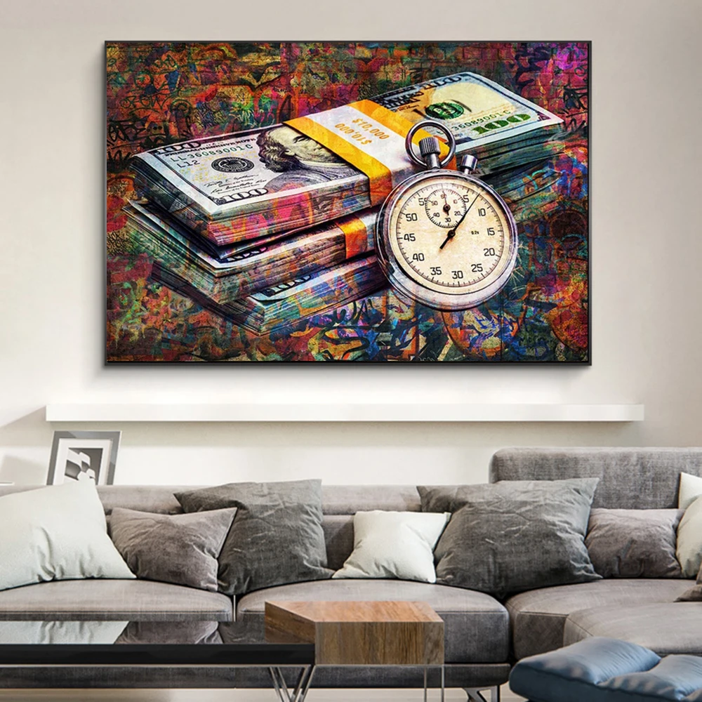 Abstract Graffiti Canvas Painting Money Art Dollar Posters And Prints ...