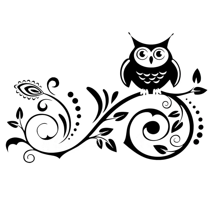 PVC-Car-Sticker-Cute-Owl-Flower-Creeper-Pattern-Motorcycle-Stickers-For ...