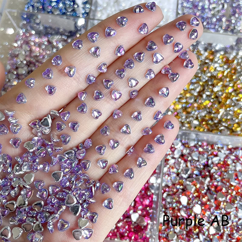 Acrylic-Silver-Flat-Bottom-Shiny-Aurora-AB-Love-4MM-Nail-Art-Rhinestone ...